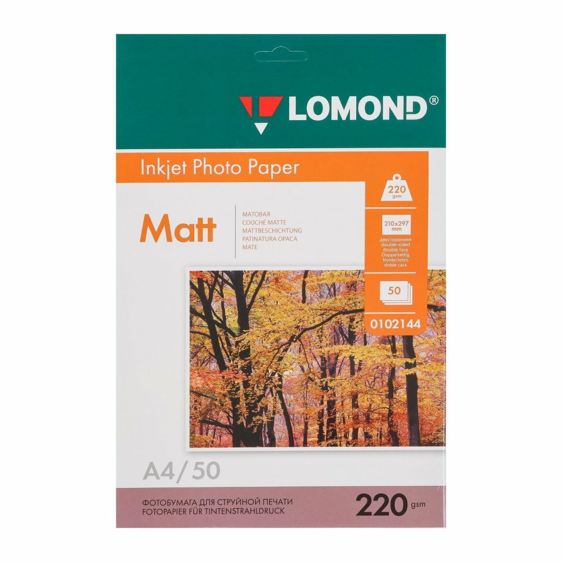 Фотобумага Lomond 0102144 A4/220г/м2/50л./белый матовое/матовое для струйной печати
