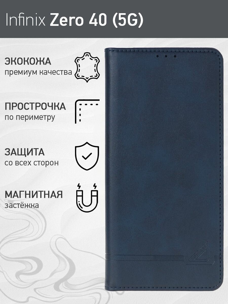 Чехол-книжка для Infinix Zero 40 (5G) (Инфиникс Зеро 40 5Г) из высококачественной искусственной кожи