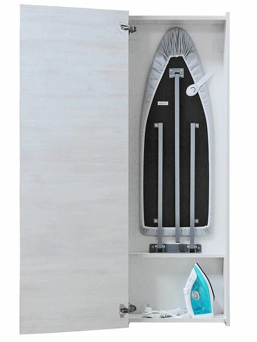 Встроенная гладильная доска Астра Гранде (зеркало), выбеленный дуб распашная лево