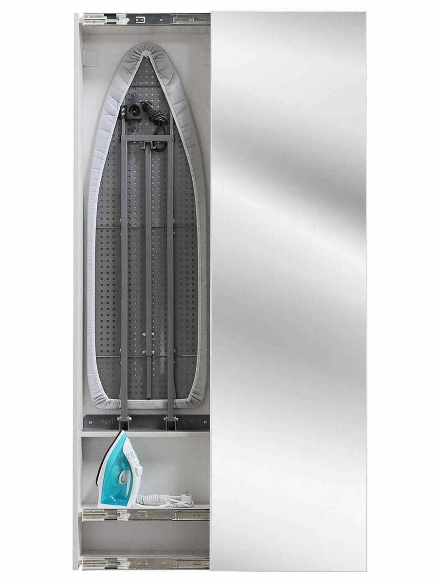 Встроенная гладильная доска с зеркальным фасадом Айрон Бокс XL, Венге купе право