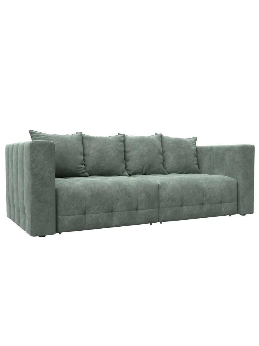 Диван прямой Лига-052 НПБ, 4-местный, размер: 226х104см, спальное место: 160х192см, велюр BRUT 08, зеленый