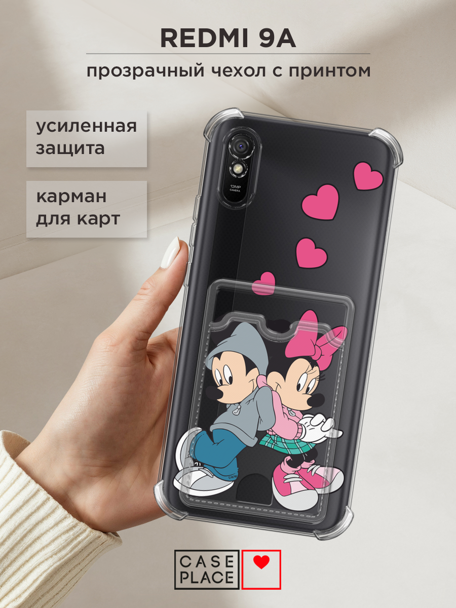 Чехол на Xiaomi Redmi 9A (Сяоми Редми 9А) с картой и принтом Микки Маус