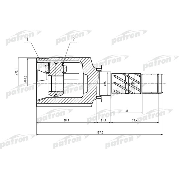 Ремкомплект шруса внутренний для автомобиля, PATRON PCV1556 (1 шт.)