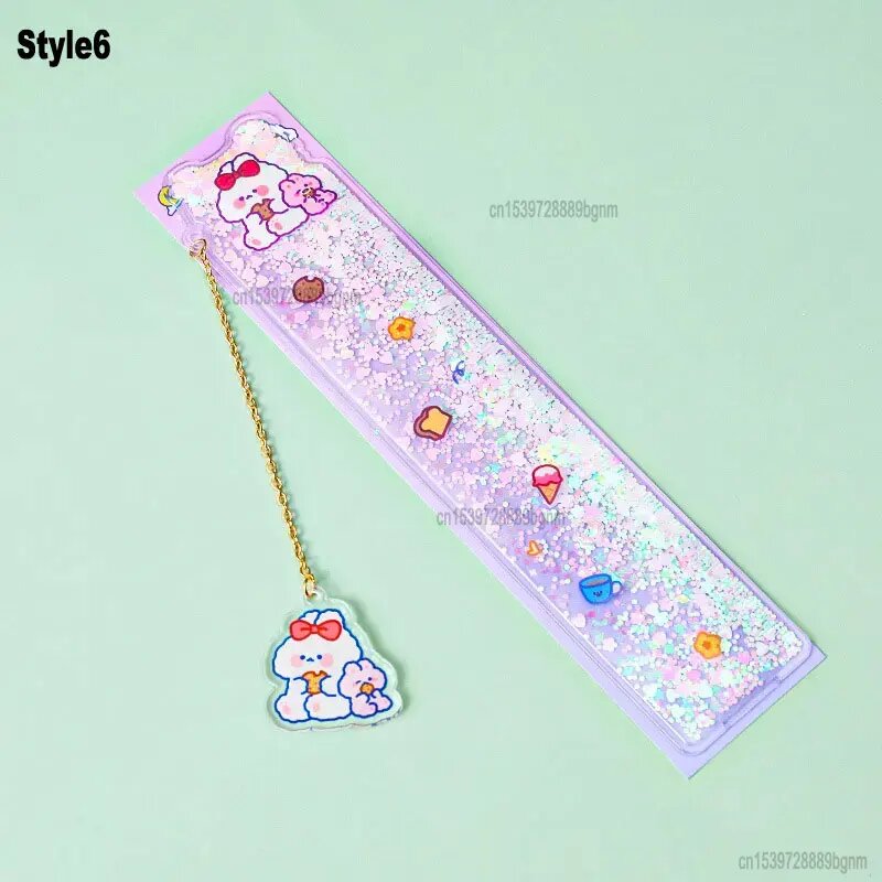 Пластиковая линейка-закладка с песком 15 см Style6