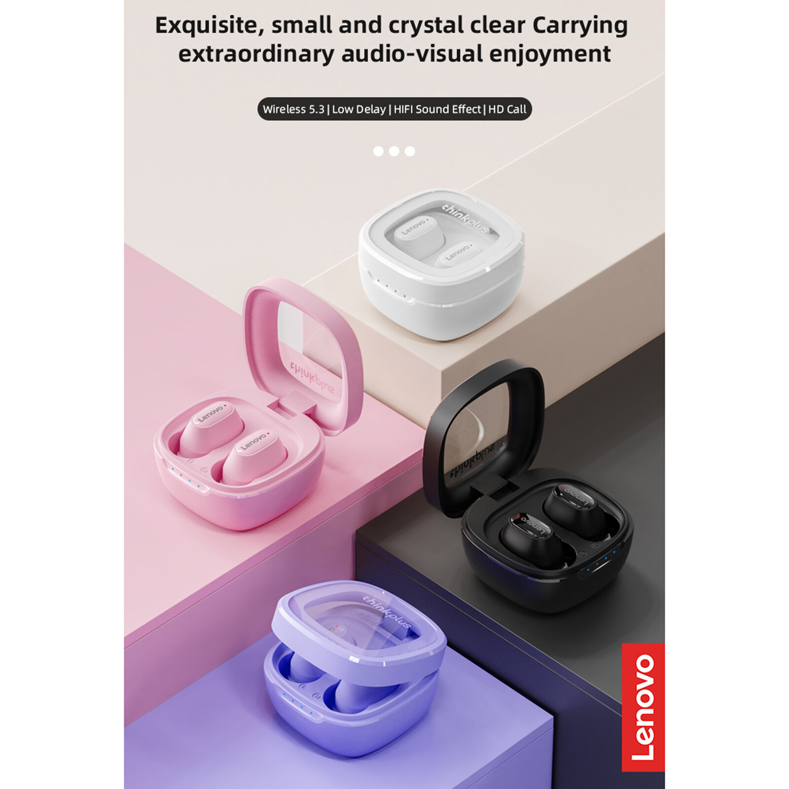 Беспроводные наушники Lenovo True с микрофоном, игровые наушники с низкой задержкой, сенсорное управление, спортивная гарнитура, чехол для зарядки 300 мАч, BT5.3, наушники-вкладыши для игр