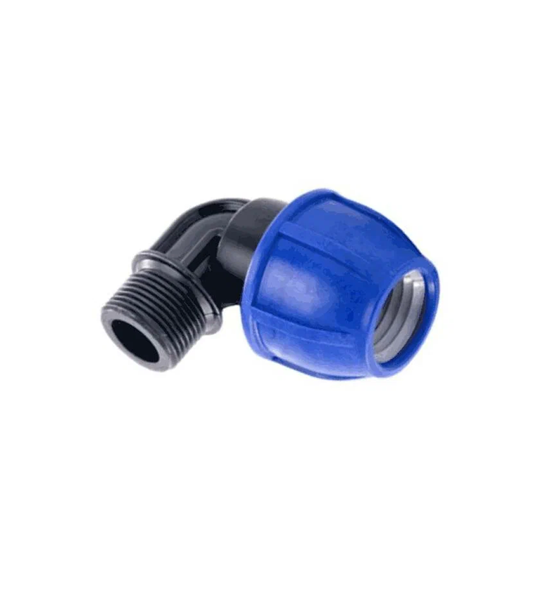 Отвод компрессионный ПЭ Дн 20х3/4"х90гр НР Ру16 RTP (РосТурПласт) 11550