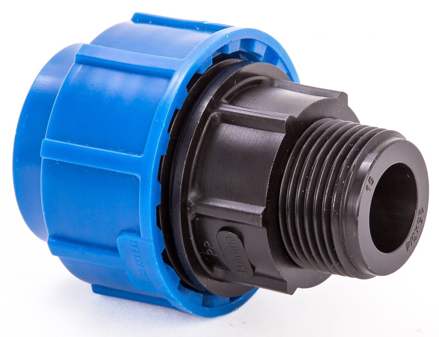 Муфта компрессионная Lammin / Ламмин переходная, для ПНД труб, с наружной резьбой, из полипропилена, синяя, диаметр подключения 40мм, резьба 1дюйм / фитинги