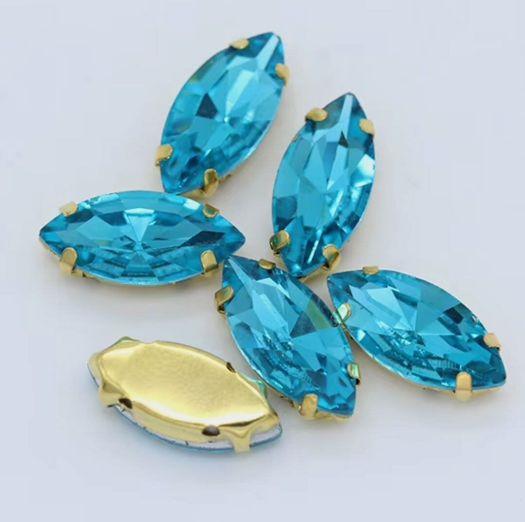 Стразы пришивные для рукоделия цвет лазурь