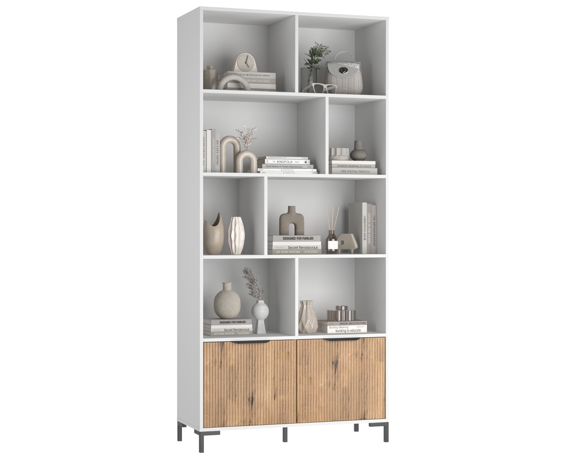 Стеллаж с полками Мебель на Руси "Норманд" 97х210х40 Белый / Дуб тортуга