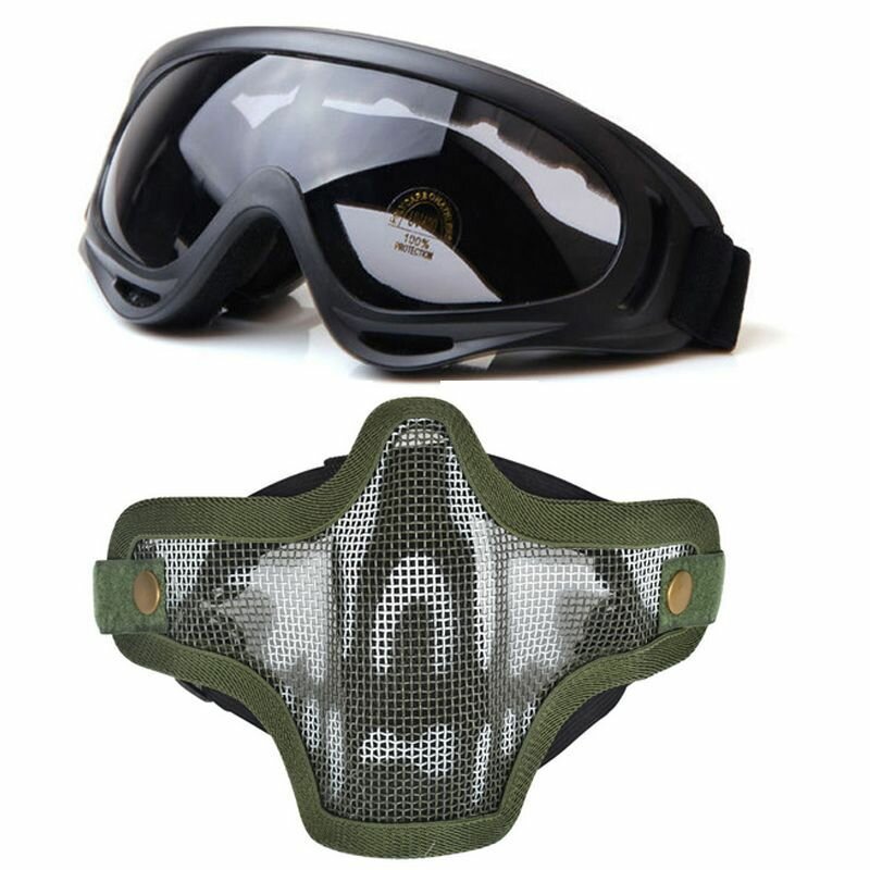 Тактическая защитная маска для лица страйкбольная