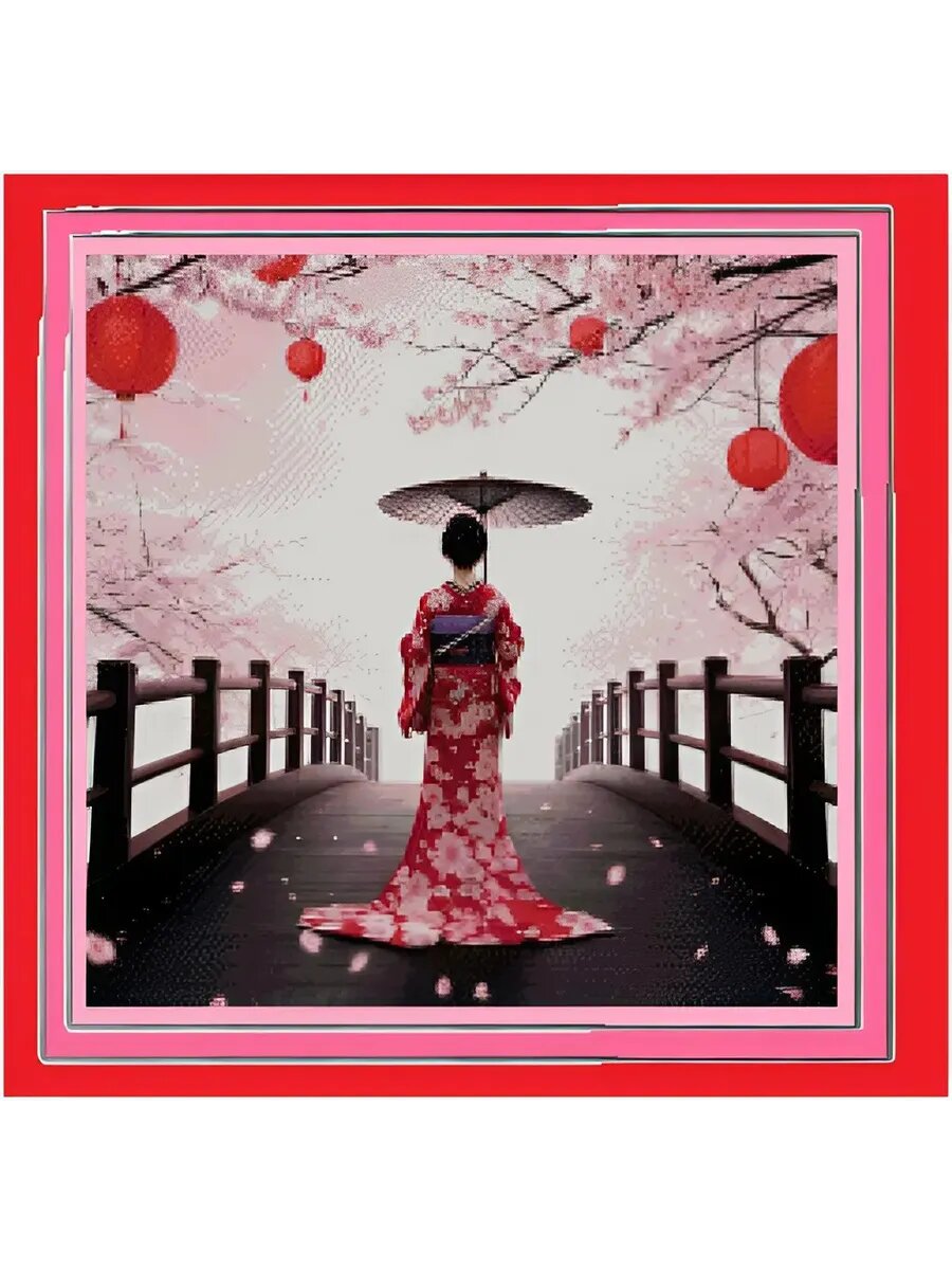 Набор для вышивания крестиком. Гейша на мосту.