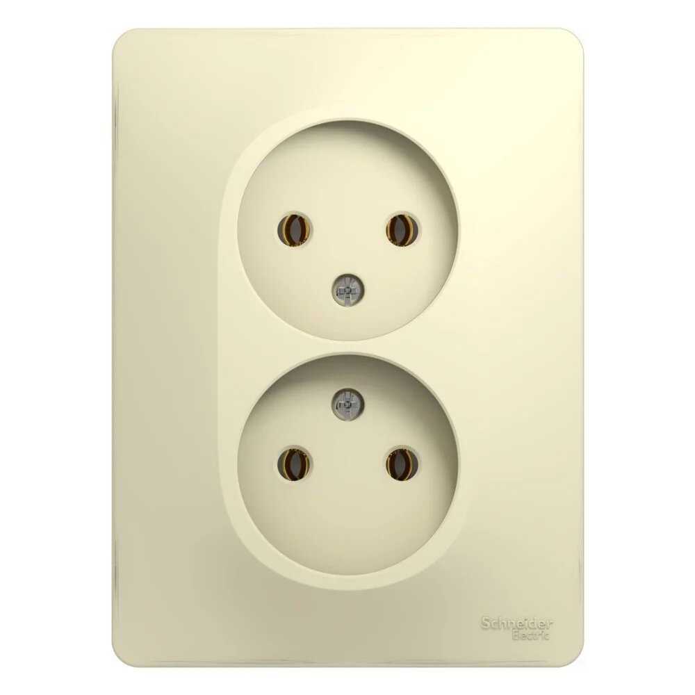 Розетка Systeme Electric 2‑м GLOSSA без заземления, бежевая SchE GSL000220, пластиковый встраиваемый силовой модуль