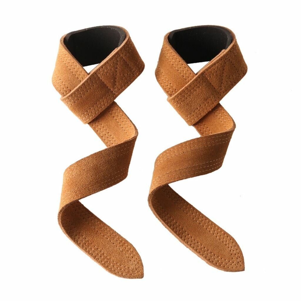 Повязка для защиты запястья при тяжелой атлетике с жесткими ремнями для удержания штанги и гантель с анти-скользящими лямками - коричневый, 1 пара