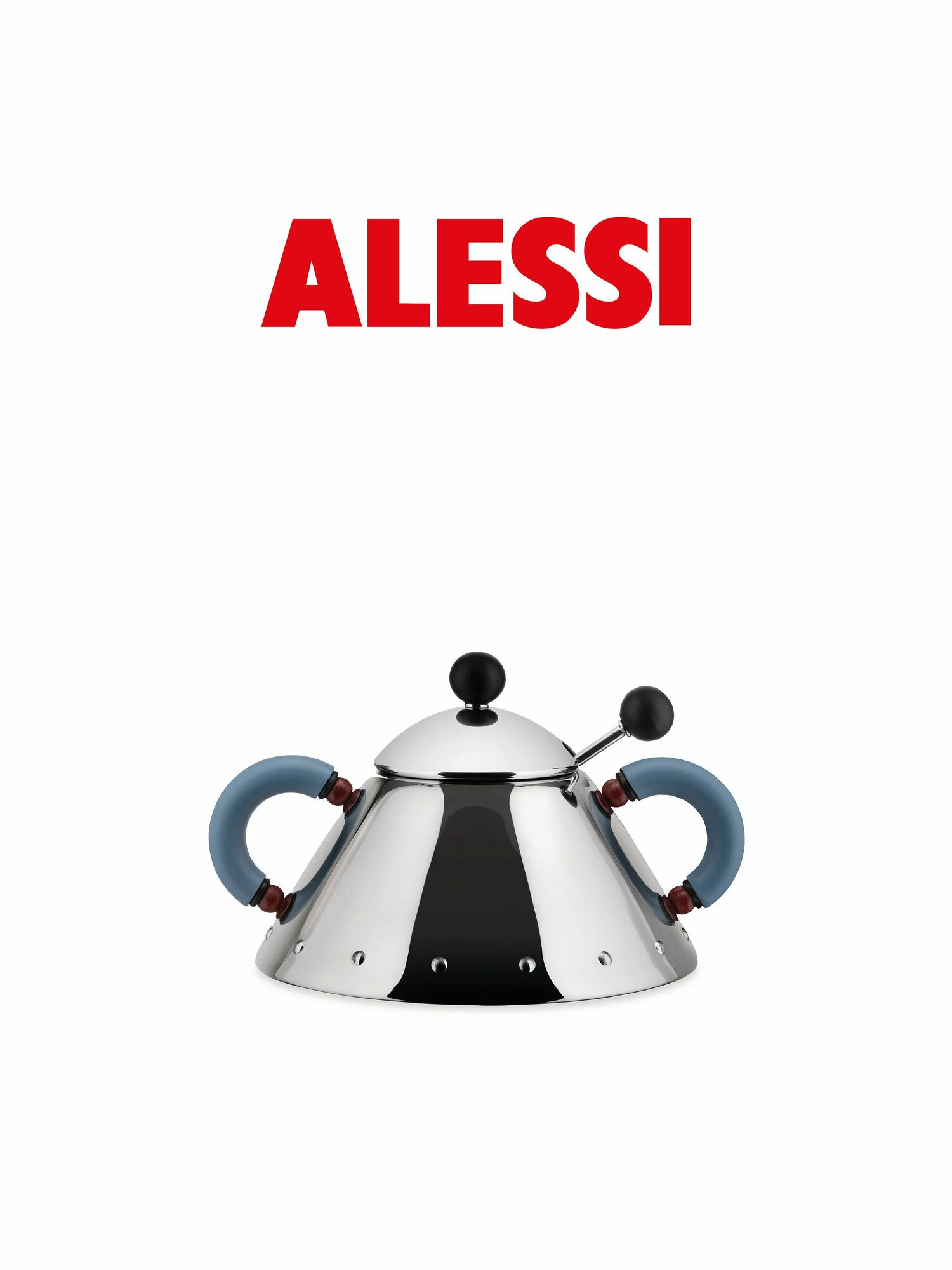 Сахарница с ложкой и крышкой Alessi 9097, 200 мл, светло-синий