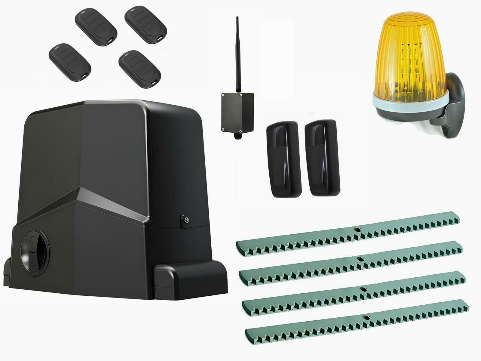 Автоматика для откатных ворот ARW-1000MKIT FULL4-BT-T4, комплект: привод, 4 пульта, лампа, фотоэлементы, 4 рейки, Bluetooth-модуль