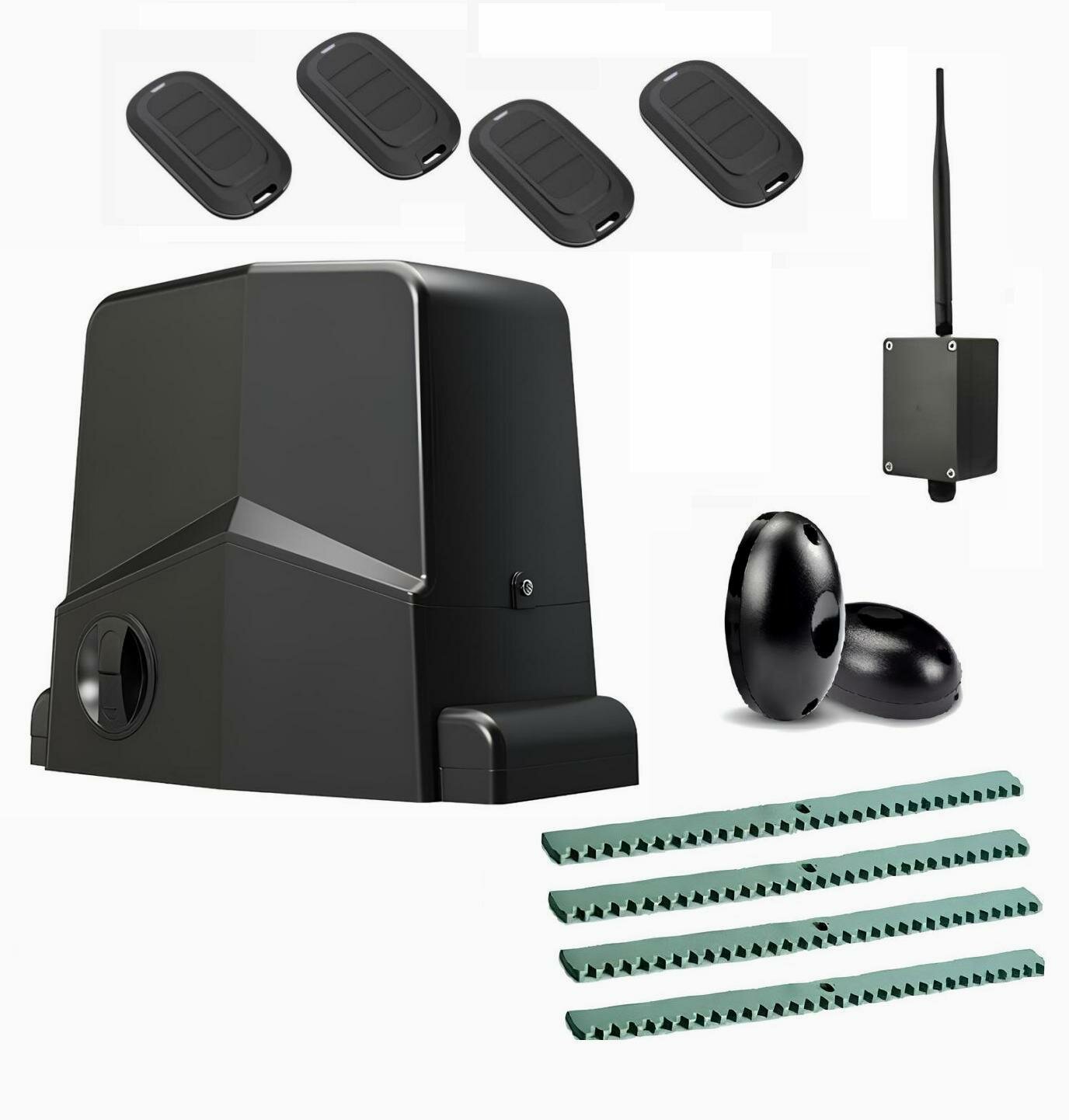 Автоматика для откатных ворот ARW-1000MKIT FK4-BT-T4, комплект: привод, фотоэлементы, 4 пульта, 4 рейки, Bluetooth-модуль