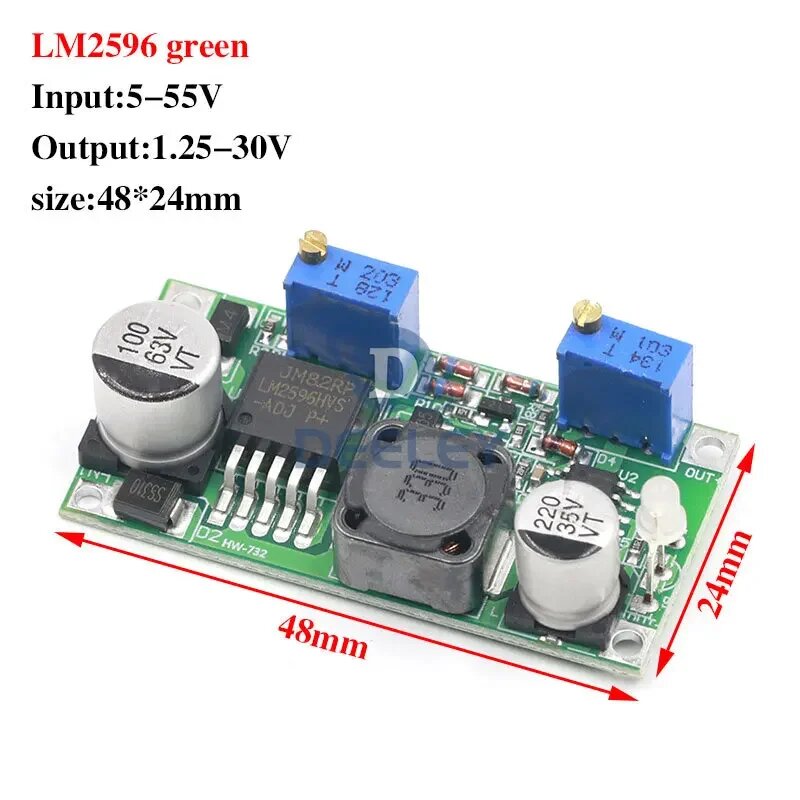 DC-DC LM2596HV регулируемый понижающий модуль питания, постоянный ток и постоянное напряжение, зарядка литий-полимерной батареи