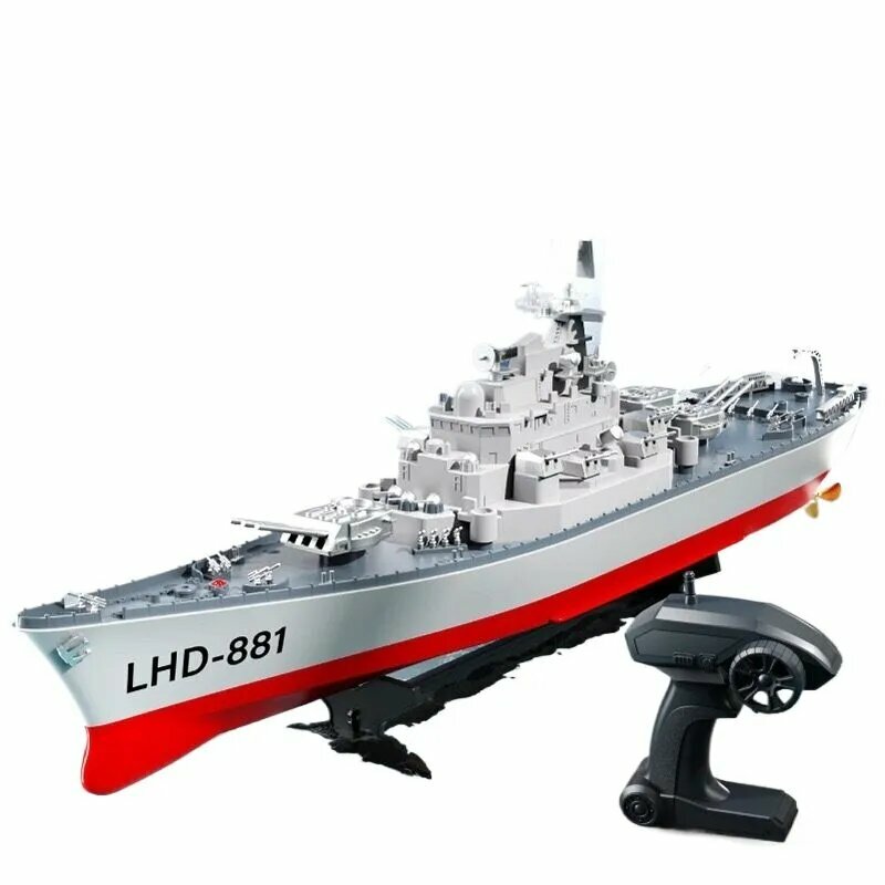 KNOW EASY-Детская водная игрушечная лодка, большая модель имитационного линкора, военный корабль с электрическим дистанционным управлением могут быть спущены на воду