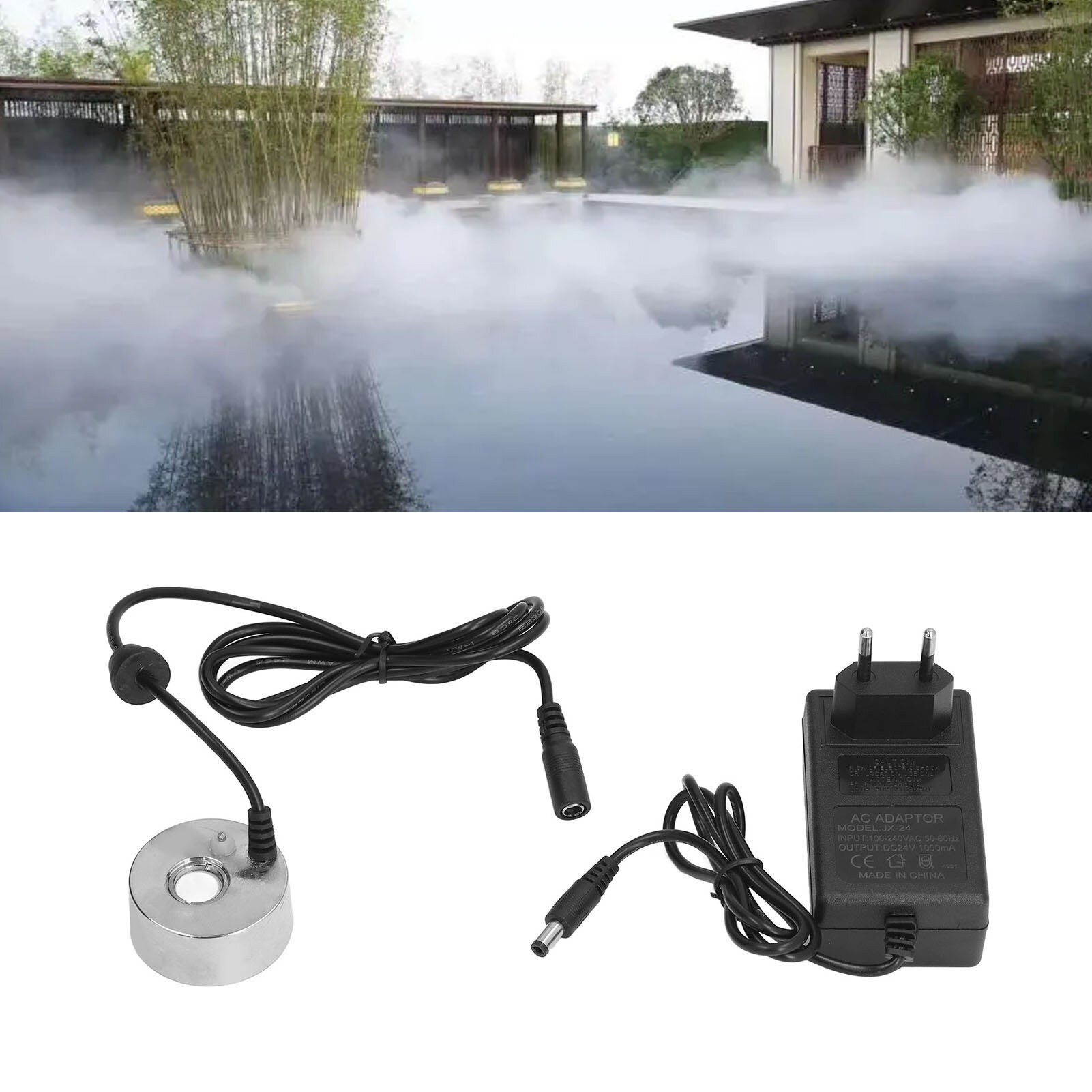 Ультразвуковой генератор тумана из алюминиевого сплава, крутой туман, фонтан, туман, машина для пруда, скального сада, ваза для аквариума, вилка европейского стандарта, 110 240 В
