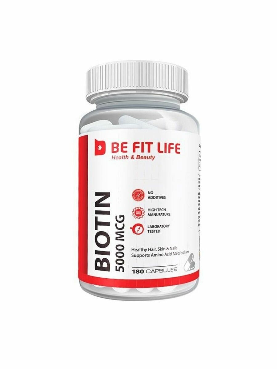 Биотин BEFITLIFE Biotin (5000MCG/180CAPS) — фото 1