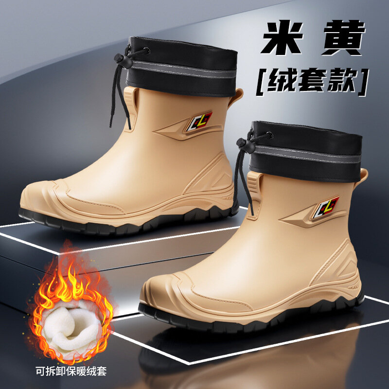 Мужские низкие резиновые сапоги Kemiwen 2025, новый стиль, подходят для лета и весны/осени, водонепроницаемая резиновая обувь