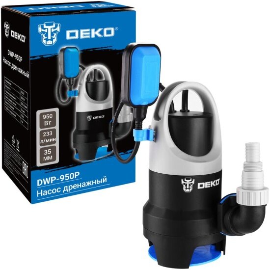 Насос дренажный Deko DWP-950P (грязевая, поплавок, 220В, 950Вт, пластик) (083-2023)