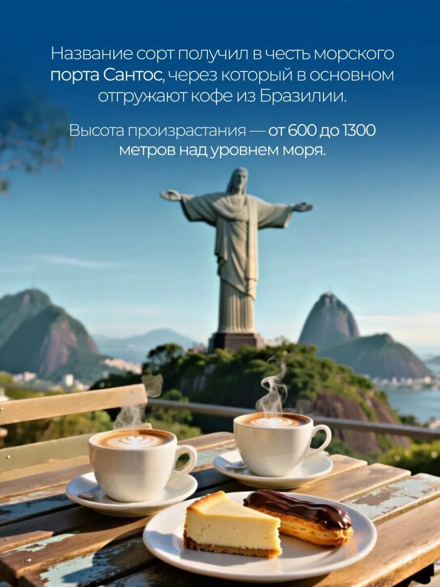 Кофе в зернах Chillesta "Бразилия Сантос", арабика, средняя обжарка, 250г — фото 1