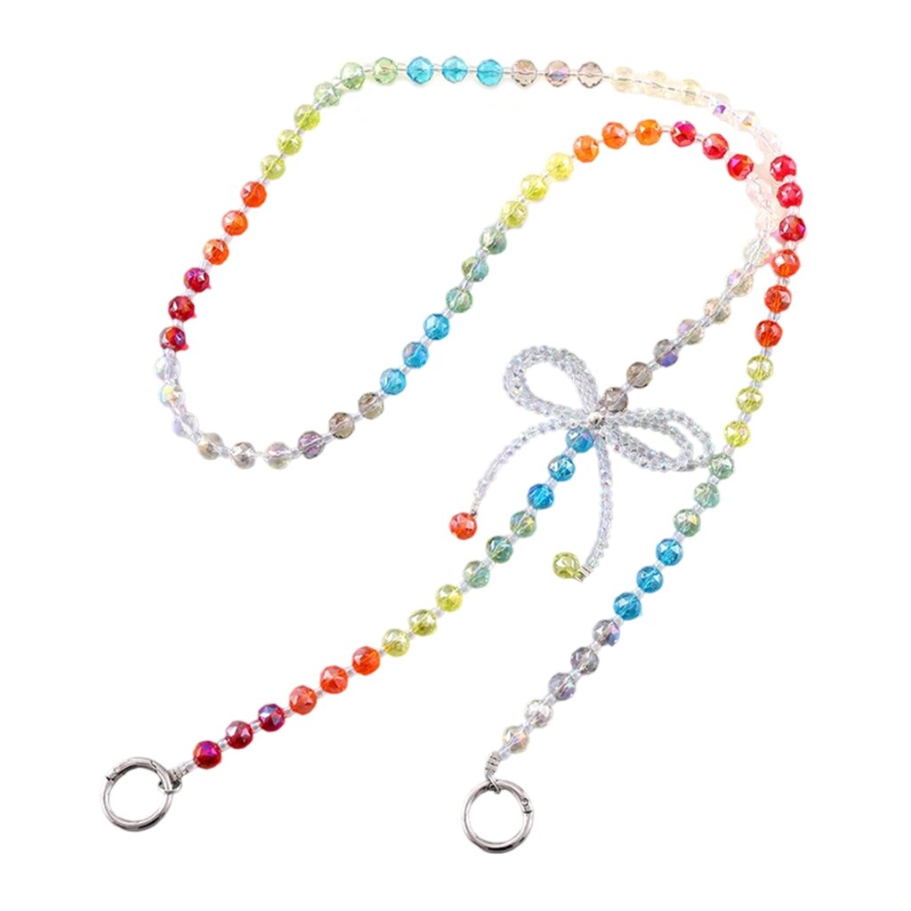 Брелок для ключей с бантом, цепочка для телефона, вышитая бисером, ремешок для телефона для рюкзаков для девочек