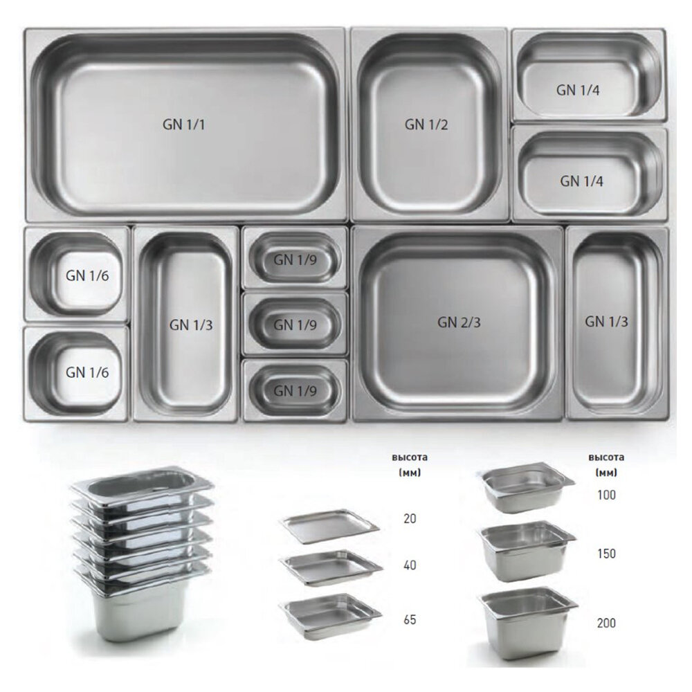 Гастроемкость Kitchen Muse GN 1/1 40 мм, мод. 811-40P, 530х325х40 мм, перфорированная, нерж. сталь. Металлический контейнер для еды. Пищевой контейнер из нержавеющей стали