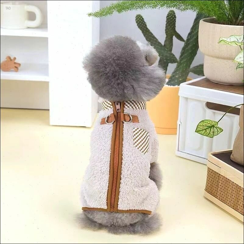 Комбинезон для собак мелких пород и кошек Arnydog флисовый "Кармашек", светло-бежевый M (30 см)