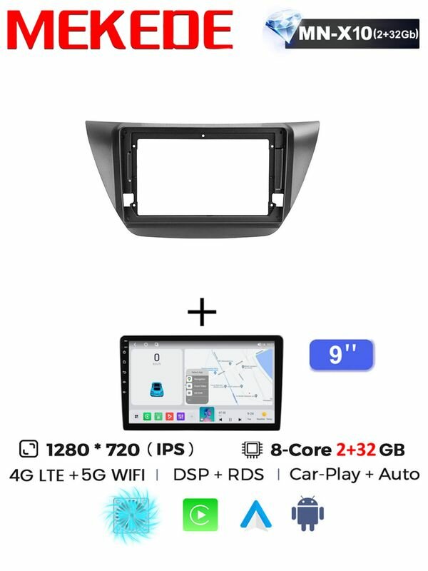 Магнитола 9" Mekede MN X10 Pro 2/32 Gb Mitsubishi Lancer 9CS 2000-2010 carplay