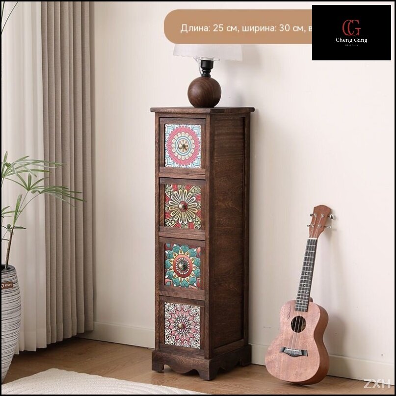 Ретро комод на три ящика, созданный из массива дерева с коррозионной стойкостью и износостойкостью, габариты 25х30x 93см