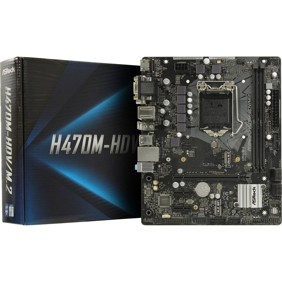 ASRock H470M-HDV/M.2 (RTL) LGA1200 PCI-E Dsub+DVI+HDMI GbLAN SATA MicroATX 2DDR4