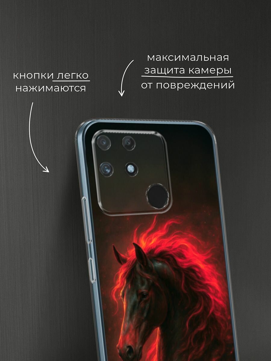 Чехол на Realme Narzo 50A / Реалми Нарзо 50A с принтом Конь и грива — фото 1