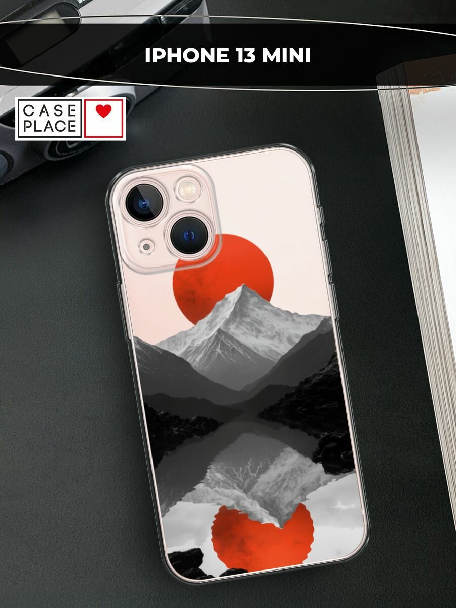 Чехол на Apple iPhone 13 mini / Айфон 13 мини с принтом Белая гора 2, прозрачный