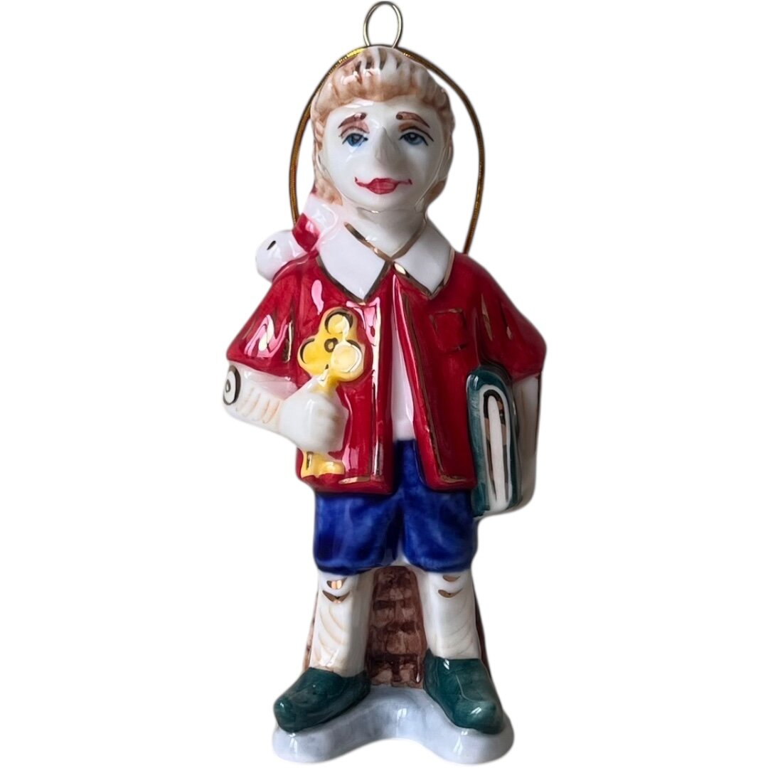 Елочная игрушка серия Буратино "Буратино" с золотом. Лефортовский фарфоровый завод. Елочная игрушка из фарфора на елку