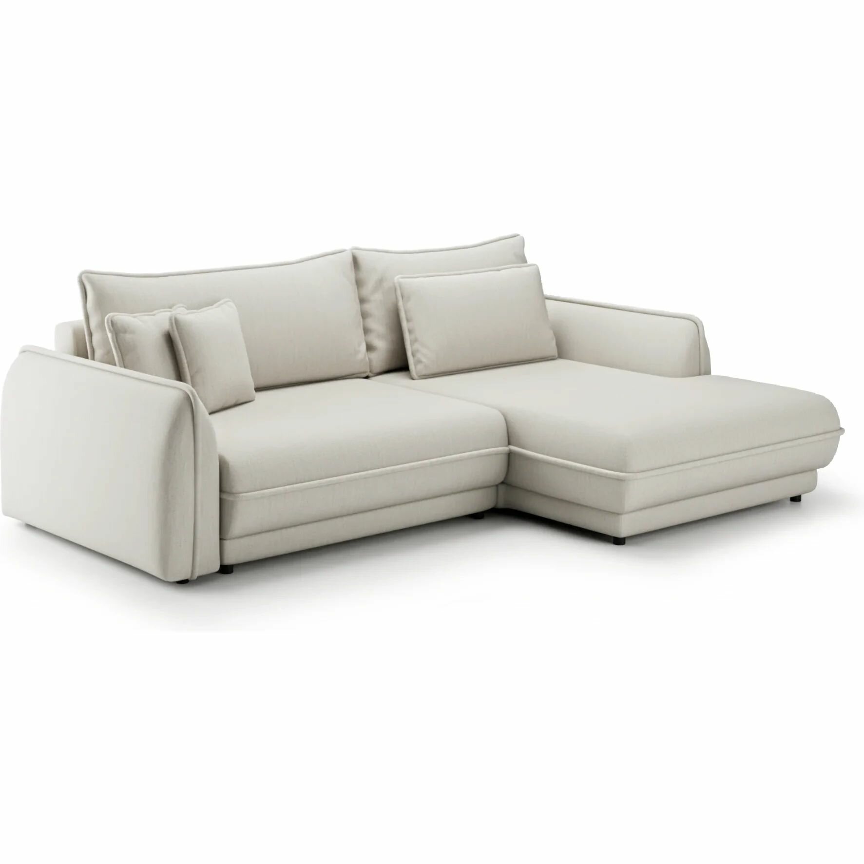 Ultima mebel Диван Atlas раскладной угловой 253 см молочный шенилл