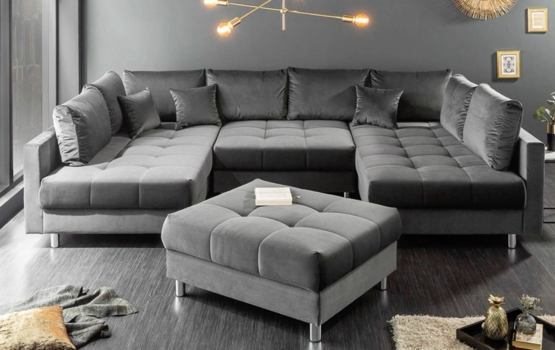 Модульный диван Ланиарт 4 модуля, велюровая обивка Velutto 32