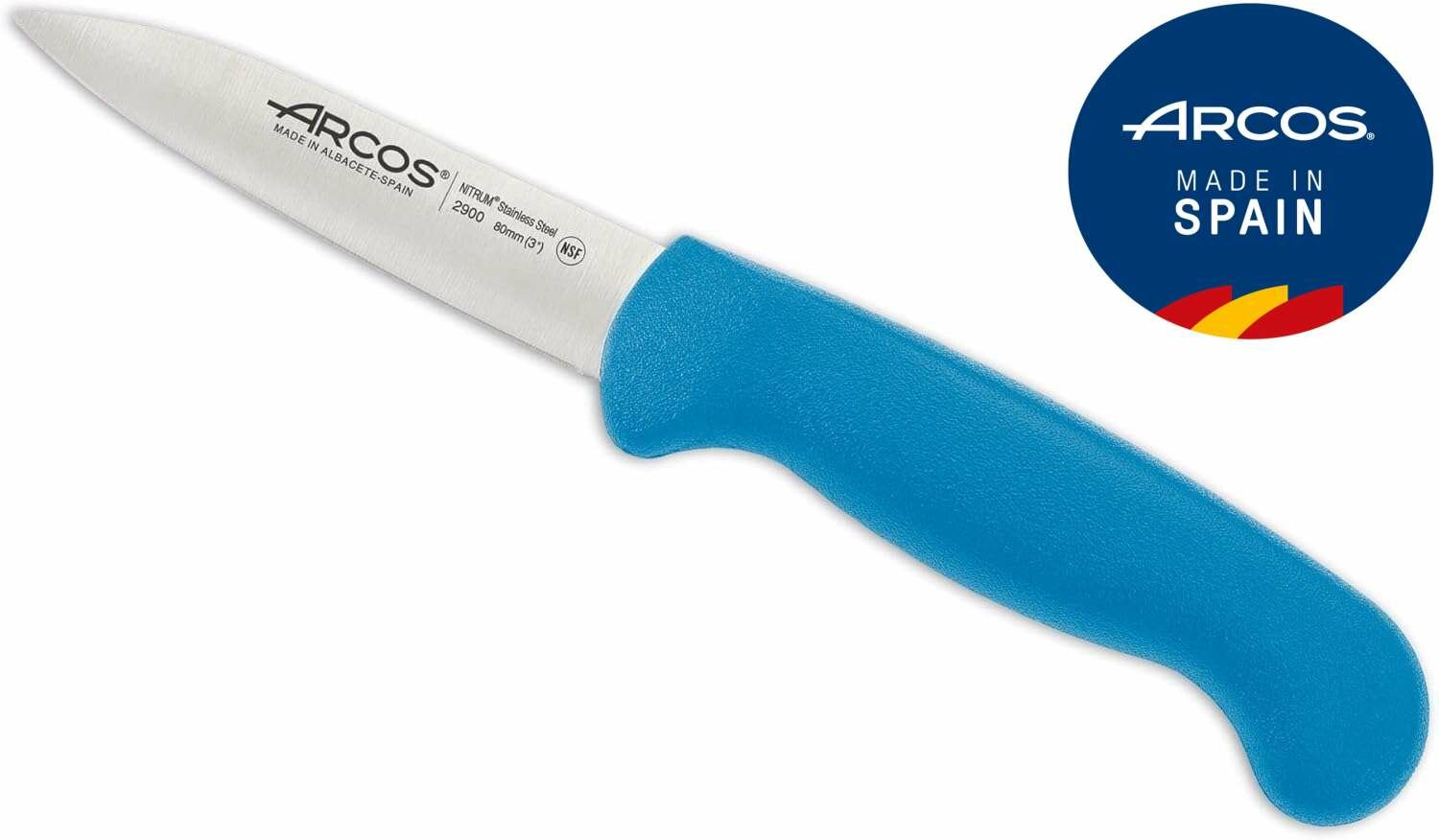 Нож Arcos Series 2900 пр-ва Испания, оригинал, с лезвием 8 см, для чистки овощей и фруктов, синий