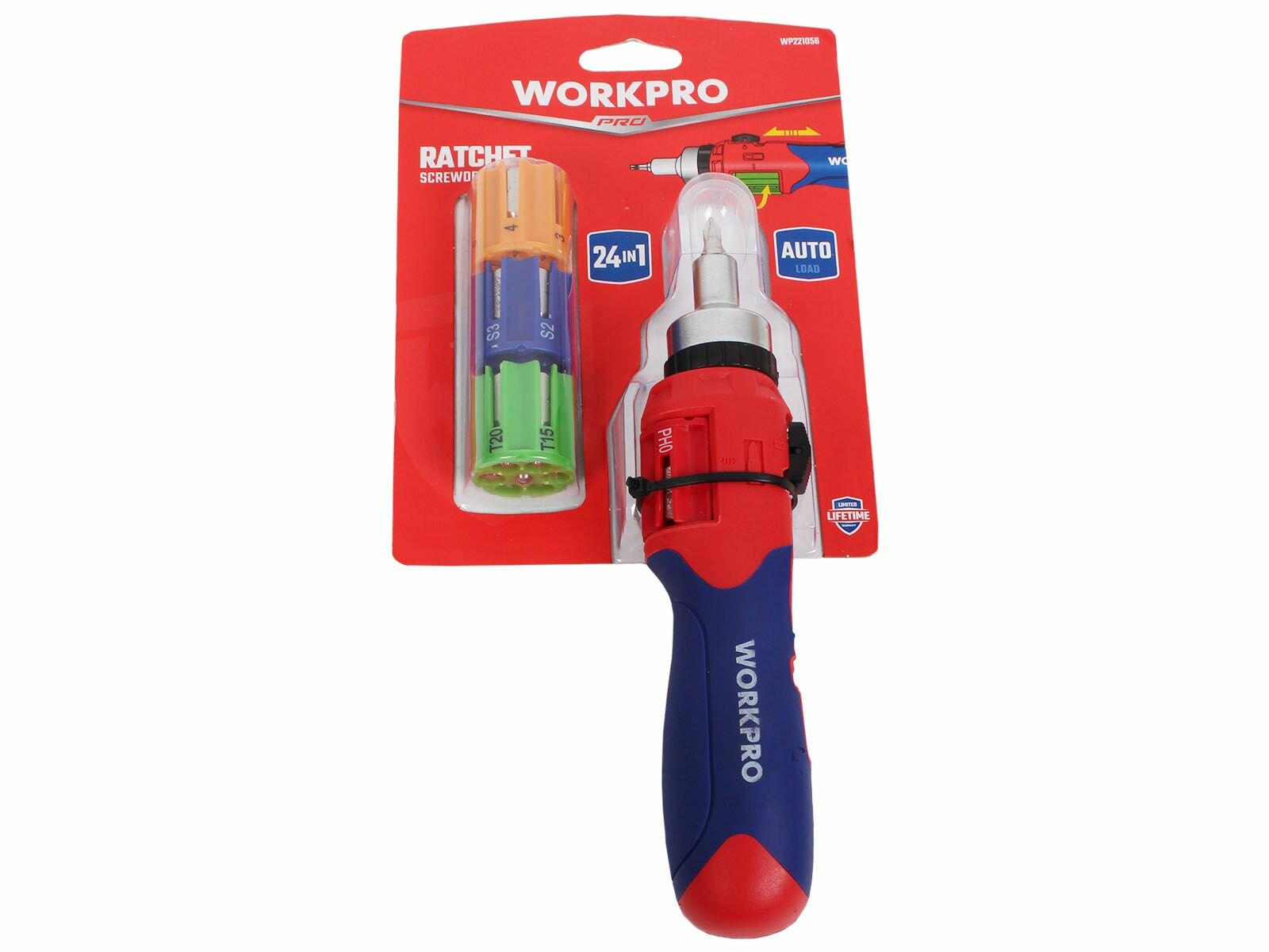 Отвертка реверсивная (автоматическая смена бит) WORKPRO 24 предмета