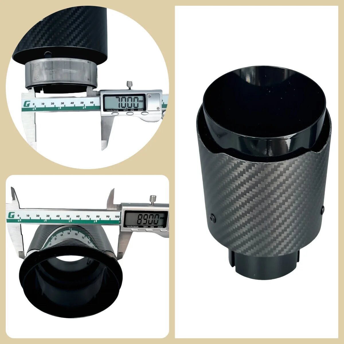 1 шт. универсальный автомобильный хвостовой горло из углеродного волокна из нержавеющей стали, ярко-черный саржевый матовый глушитель, наконечник выхлопной насадки 70mm-89mm