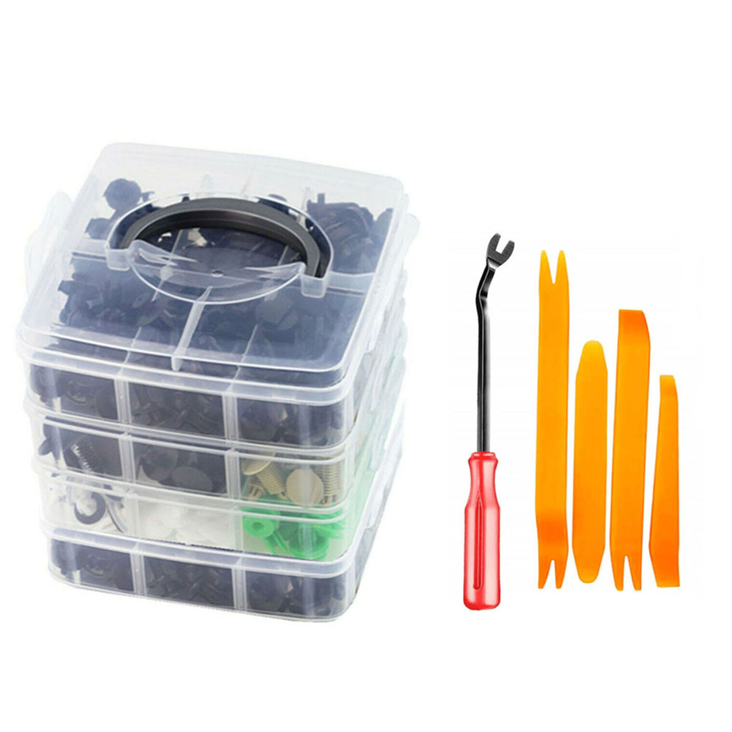 Набор клипсов для авто 620шт, фиксаторы для кузова, бампера, молдинга, панелей дверей, пластиковые, с 4шт вынимающими инструментами и 1 вынимающим устройством