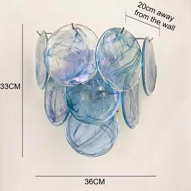 Настенный светильник Artpad из муранского стекла Голубой, Wram light 3000K, Blue