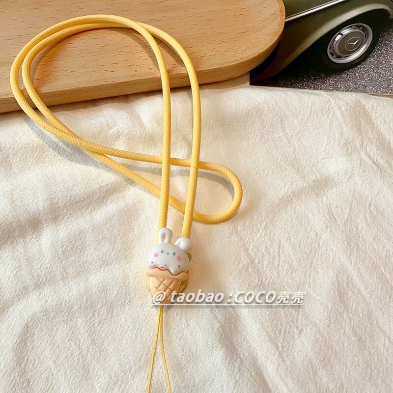 Желтый силиконовый шнур с желтым мороженым и кроликом для USB-накопителя, веселый мультяшный дизайн для телефона