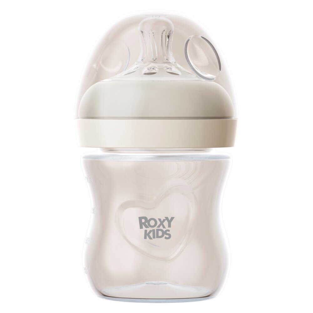 Roxy-kids бутылочка для кормления с широким горлом силиконовая соска размер s 0+ 120 мл/слоновая кость