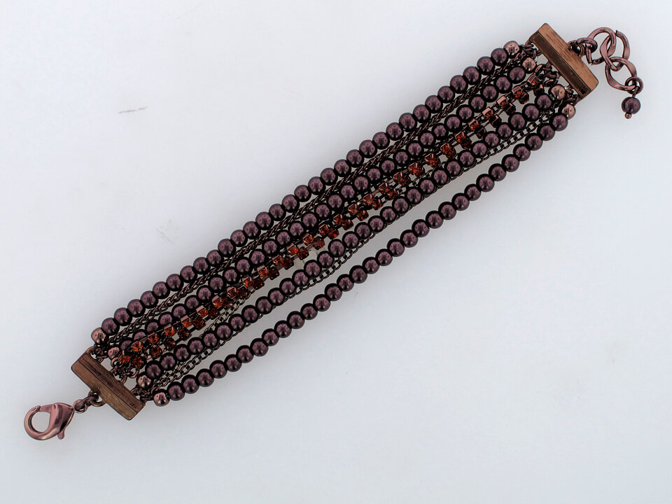 Браслет, жемчуг имитация, кристалл