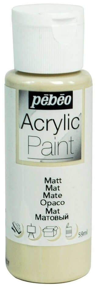 Краски акриловые PEBEO Acrylic Paint декоративная матовая 59 мл 097842 светло-серый