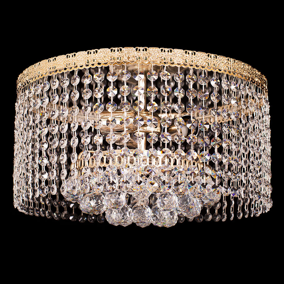 Люстра Гусь-Хрустальный Лира №3, хрусталь, Е27, 180 Вт, кол-во ламп: 3 шт, цвет арматуры: золотой