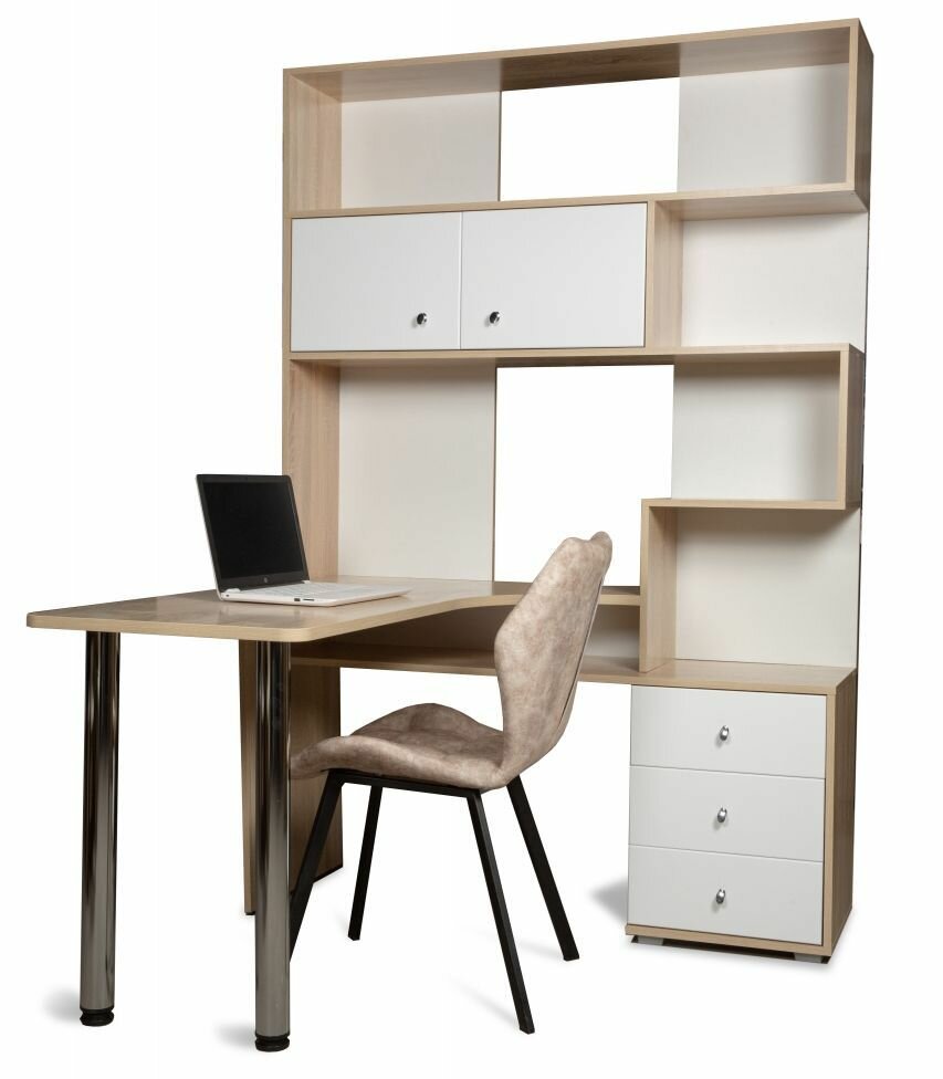 Компьютерный стол СК-10 левый (дуб сонома/белый) (Бител)