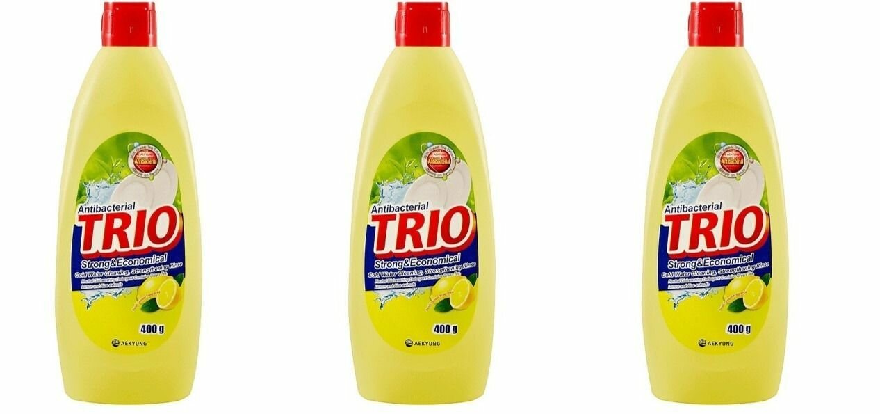 Trio Средство для мытья посуды Лимон, 400 мл, 3 шт